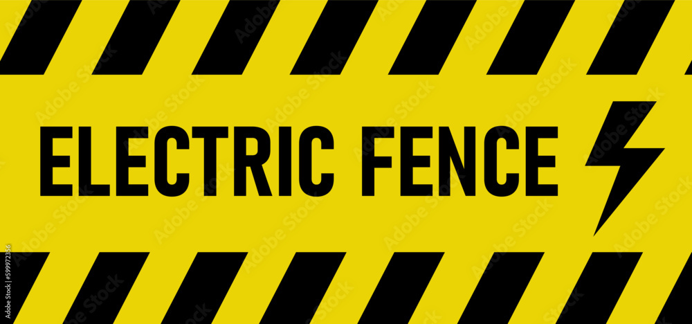 Electric fence sign. shock hazard board. high voltage warning. power ...
