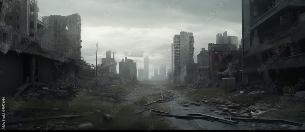 the end of the world destroyed city apocalypse landscape concept ...