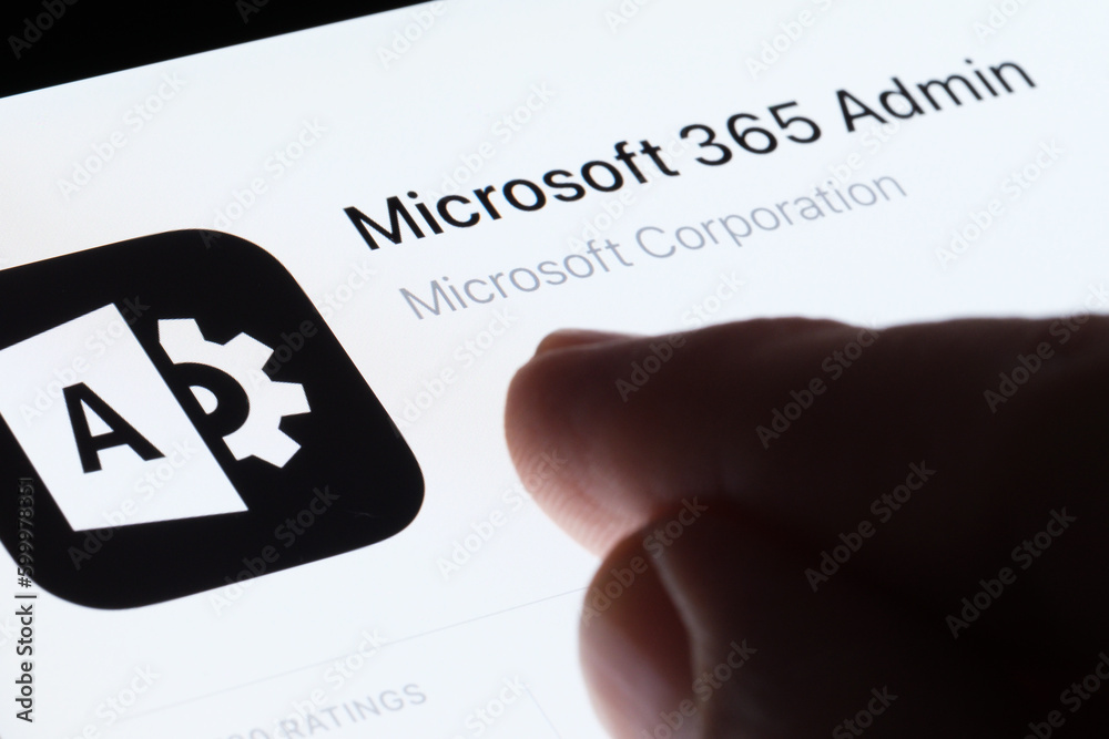 Microsoft 365 Admin app seen in App Store on the screen of ipad and ...