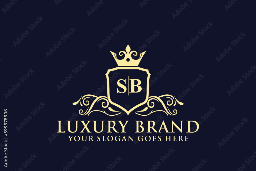letter Initial SB elegant luxury monogram logo or badge template with ...