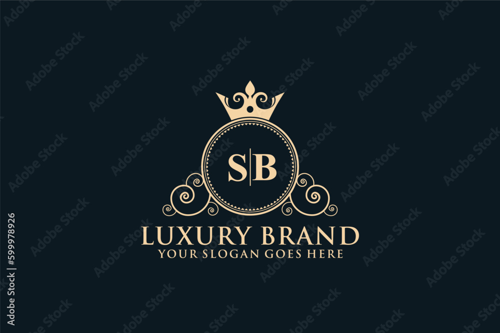 letter Initial SB elegant luxury monogram logo or badge template with ...