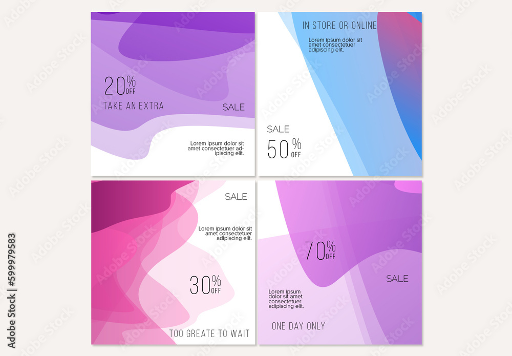 Social Media Post Layout with Transparent Overlapping Gradient Waves ...