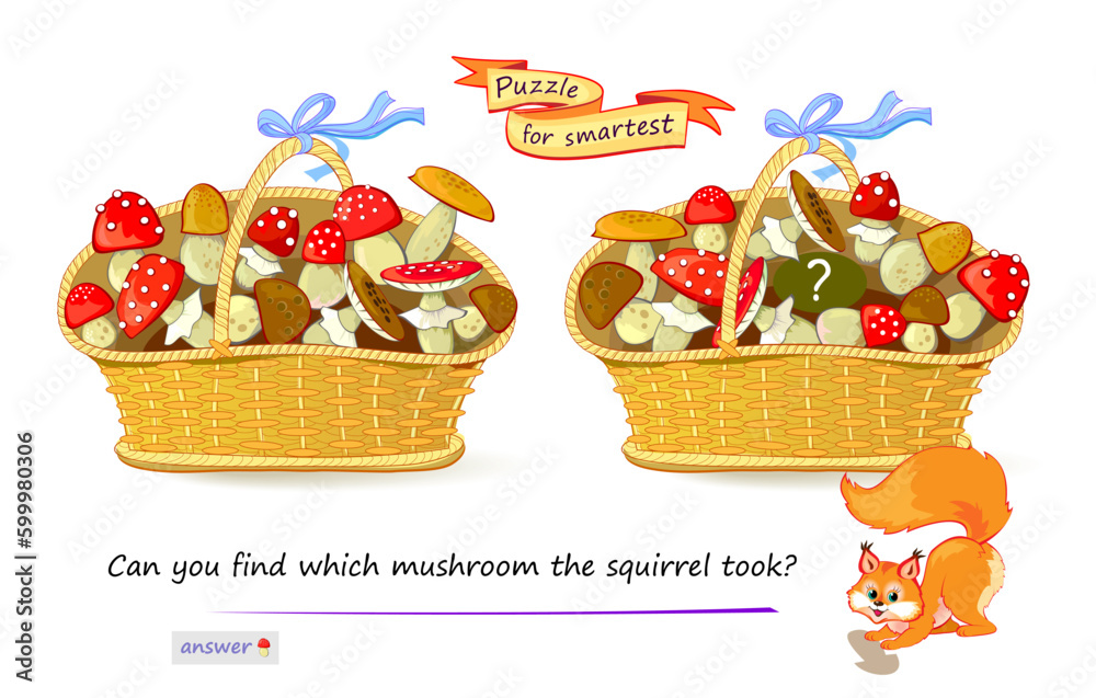 Logic puzzle for children and adults. Can you find which mushroom the ...