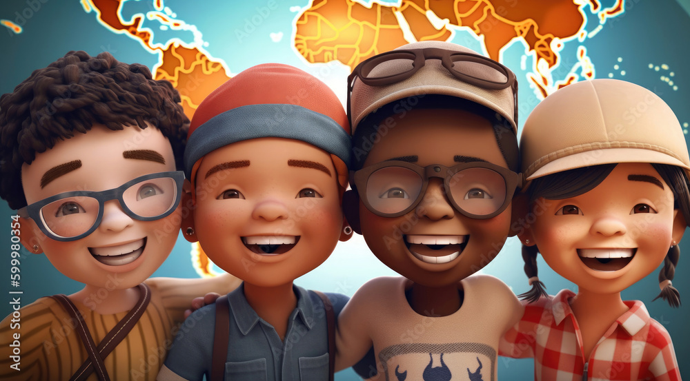 World Population Day - Smiling children of different nationalities on ...