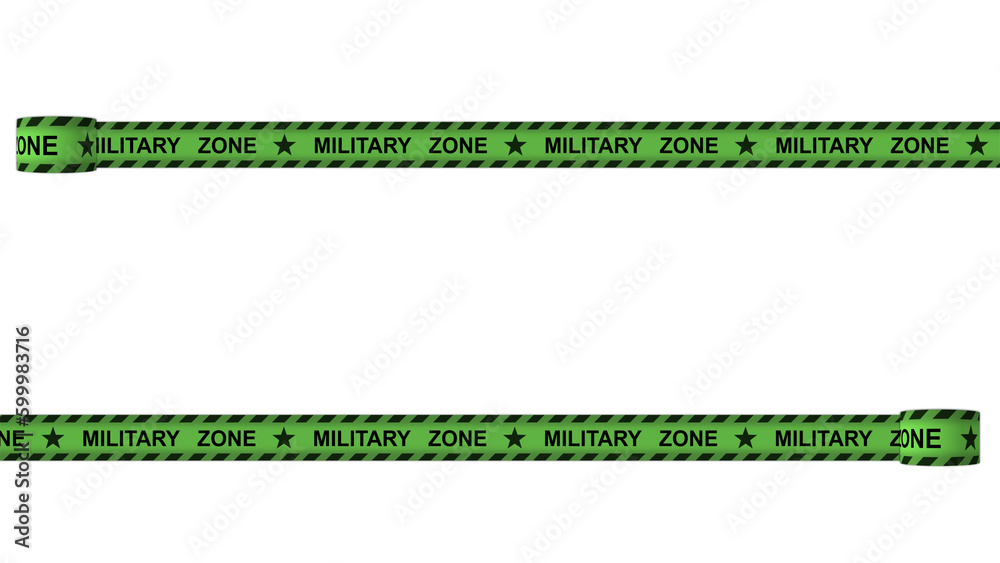 Isolated image danger tape khaki stripes war area white background ...