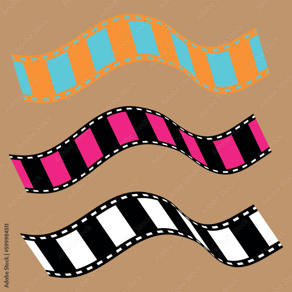 3d film strip collection vector image. Film strip roll cinema ...