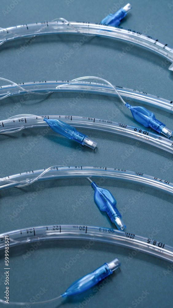 endotracheal tubes for tracheal intubation of different diameters lie ...