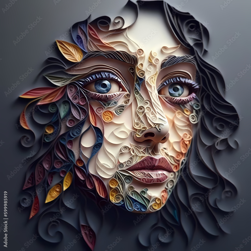 Guess Paper quilling human face. AI Generated Stock Illustration ...