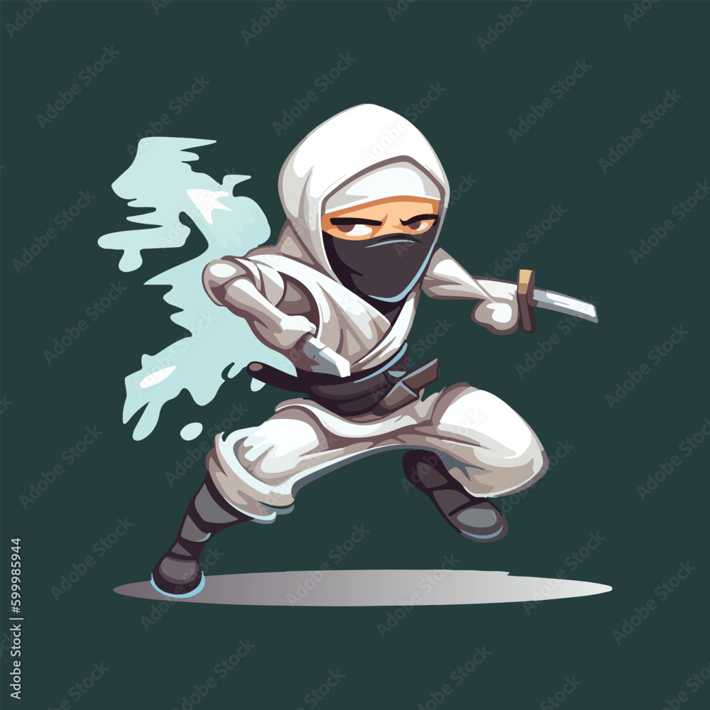 Cartoon ninja assassin with sword vector illustration Stock Vector ...