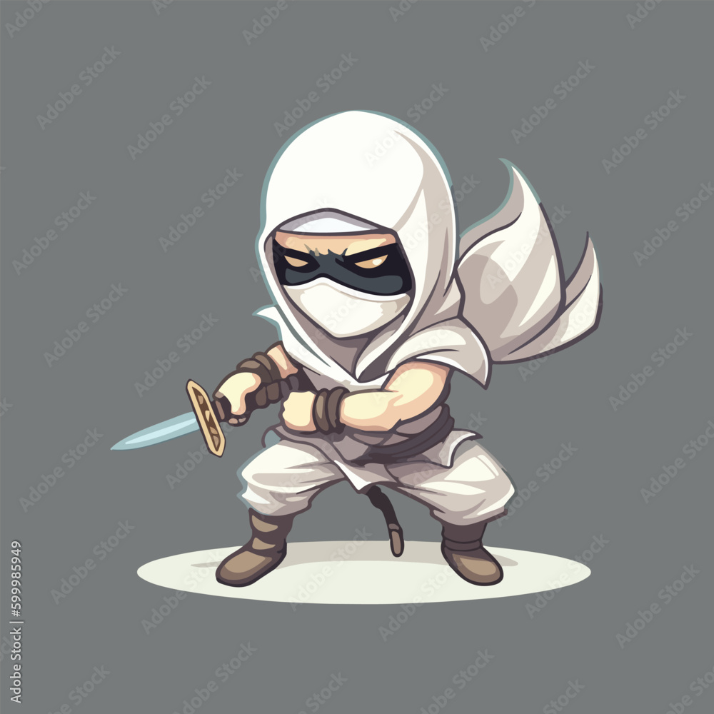 Cartoon ninja assassin with sword vector illustration Stock Vector ...