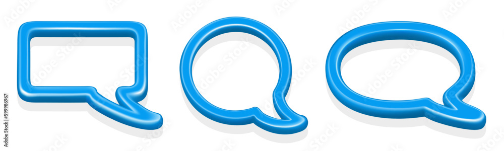 Set of 3d speech bubble of different shapes Frames. Square, circle and ...