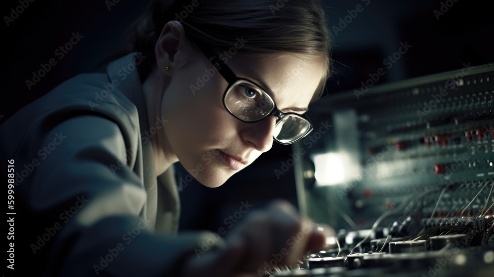 Electrical Engineer Female Caucasian Middle-Aged Designing and testing ...