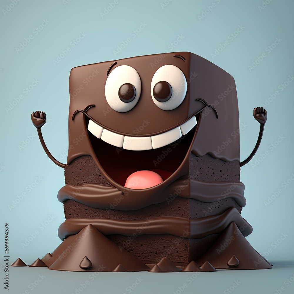 Cute Cartoon Chocolate Cake Character (Generative AI) Stock ...