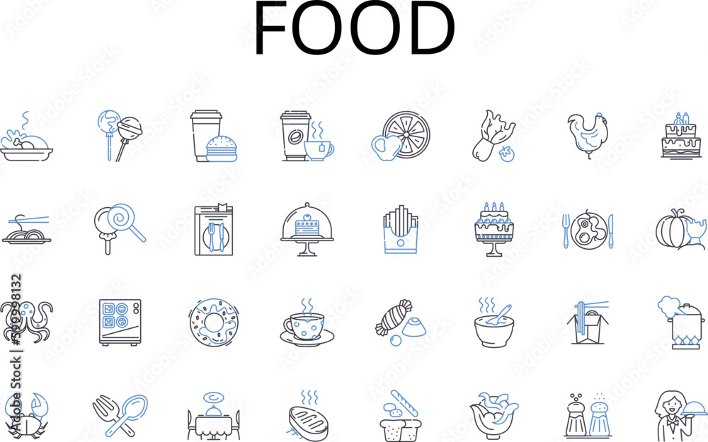 Food line icons collection. Beverage, Cuisine, Grub, Nourishment ...