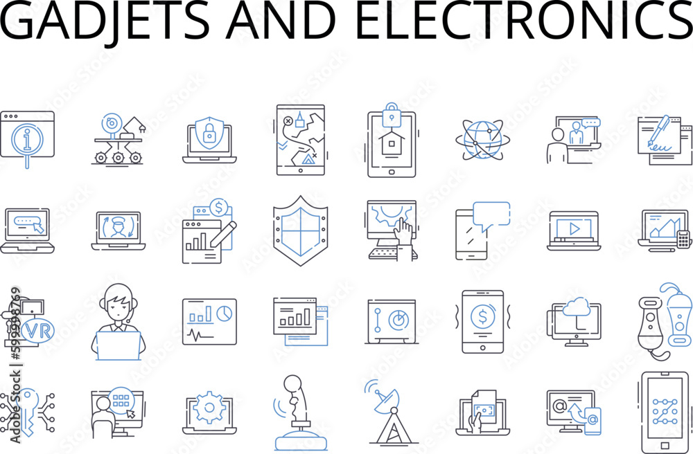 Gadjets and electronics line icons collection. Devices, Appliances ...