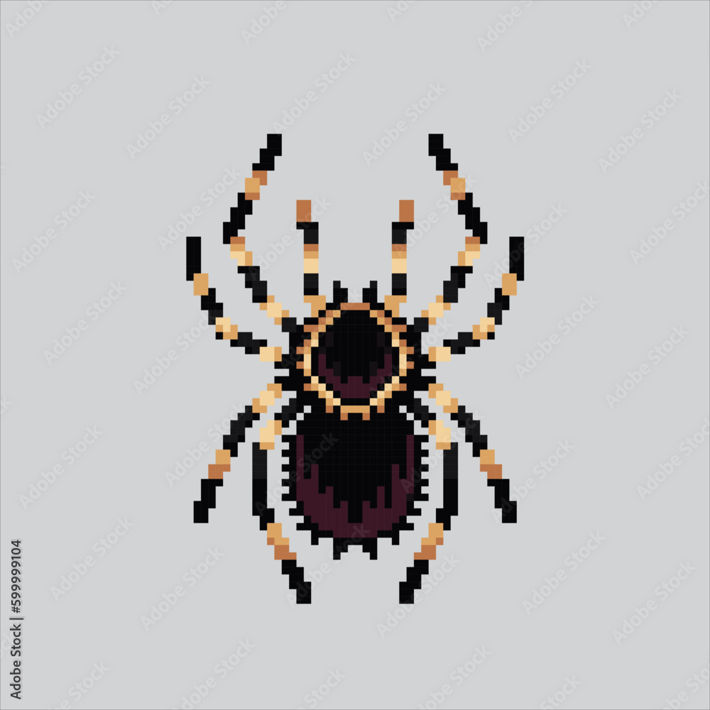 Pixel art illustration spider. Pixelated spider insect. Creepy enemy ...