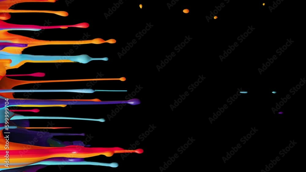A colorful mixture of paint drips moving from left to right in slow ...