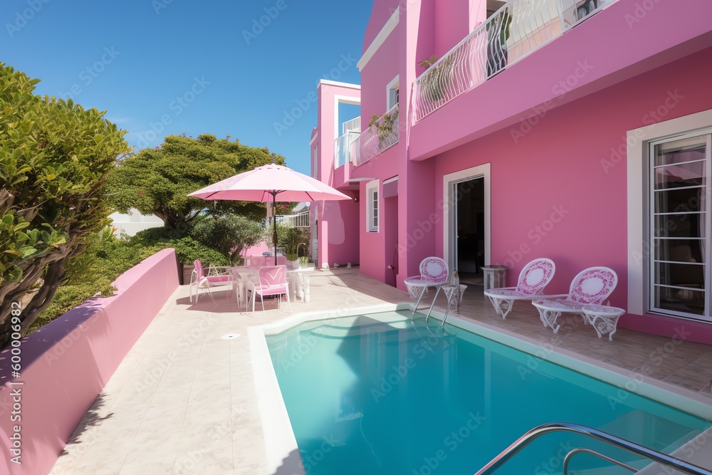 pink hotel swimming pool Stock Photo | Adobe Stock