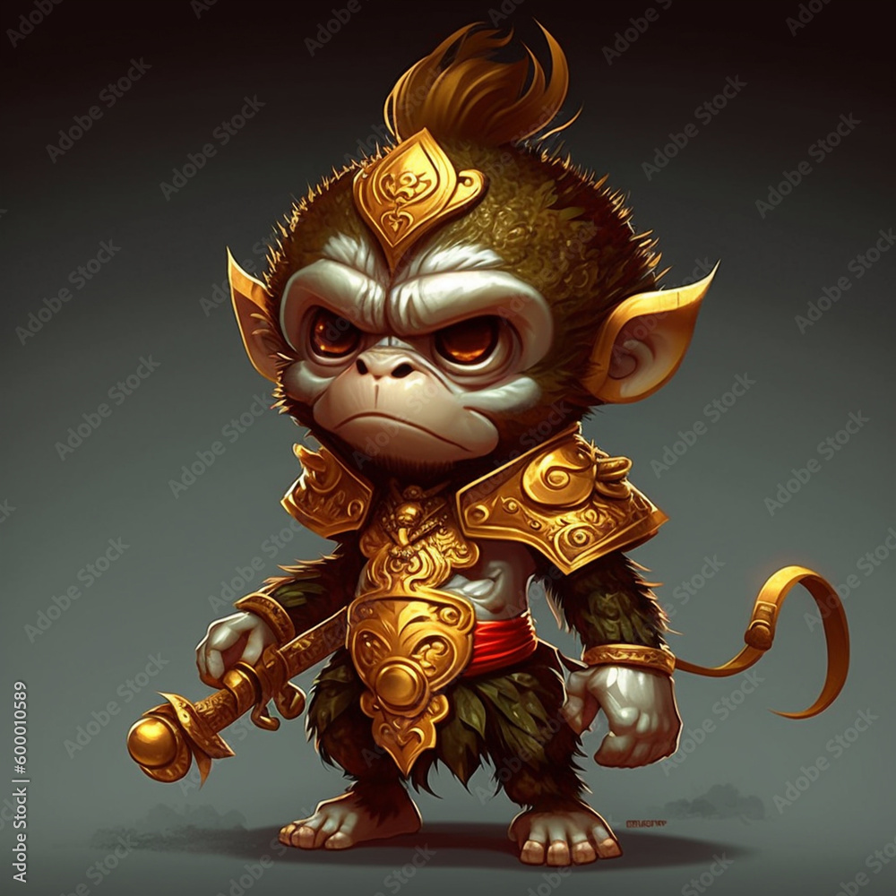 3D cartoon monkey king in journey to the west , generative AI Stock ...