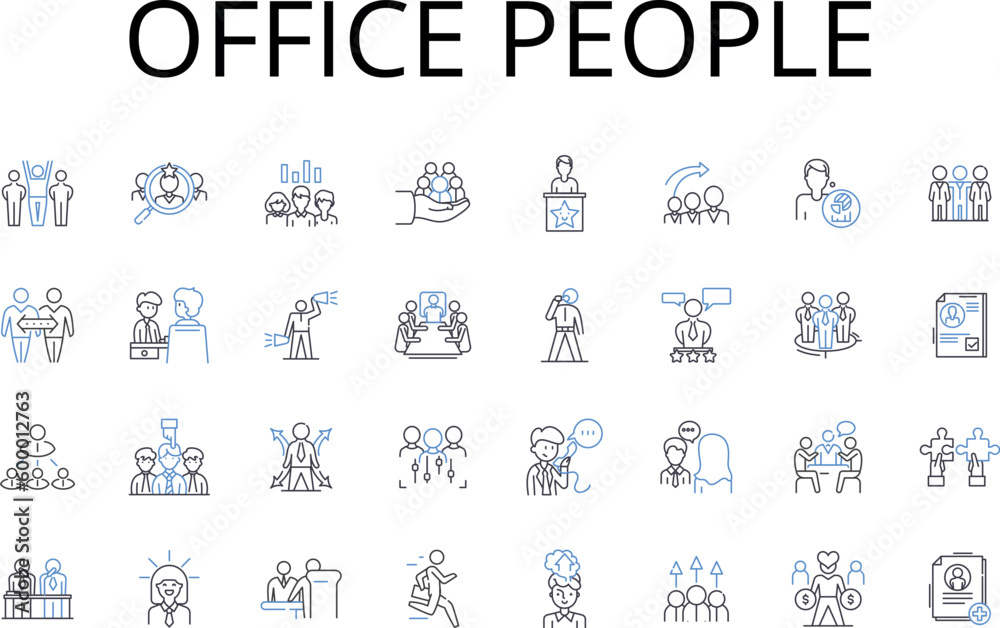 Office people line icons collection. White collar workers, Corporate ...