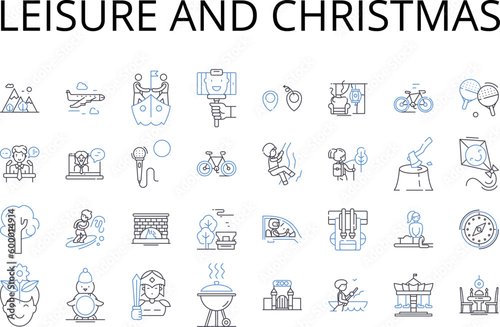 Leisure and christmas line icons collection. Free time, Holiday ...