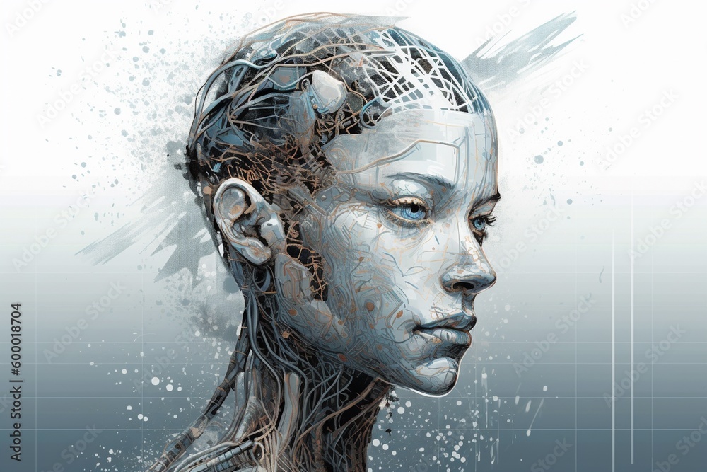 Advanced Artificial Intelligence Robot Created with Generative AI Stock ...