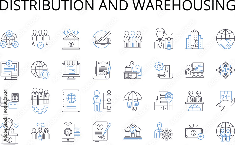 Distribution and warehousing line icons collection. Logistics, Shipping ...