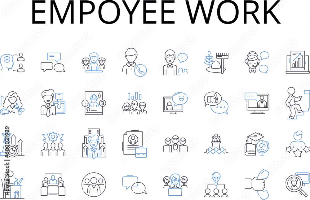 Empoyee work line icons collection. Staff duties, Labor inputs ...
