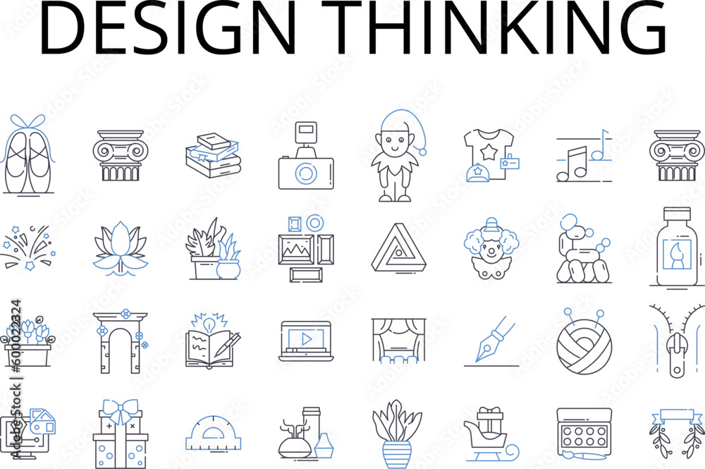 Design thinking line icons collection. Creative process, Strategic ...