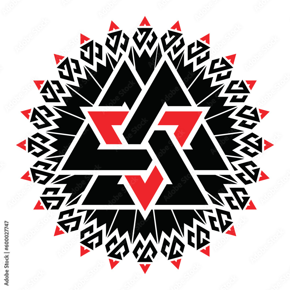VECTOR TATTOO DESIGN OF A VALKNUT VIKING SYMBOL Stock Vector | Adobe Stock