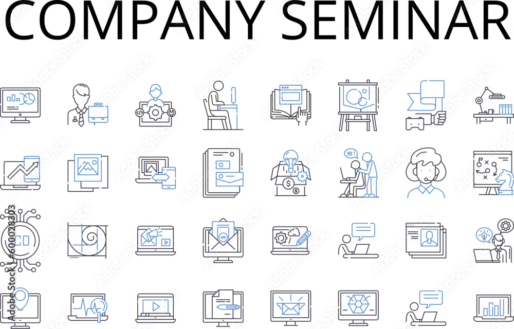 Company seminar line icons collection. Business conference, Corporate ...