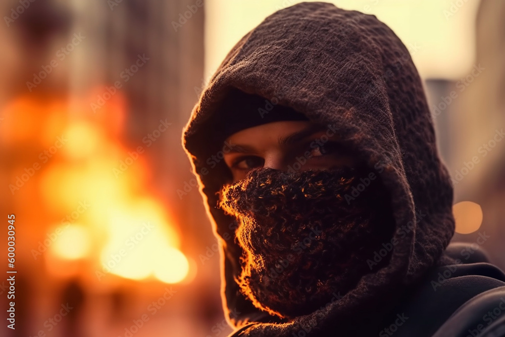 Stockillustratie young man or adolescent youth with a hooded jacket and ...