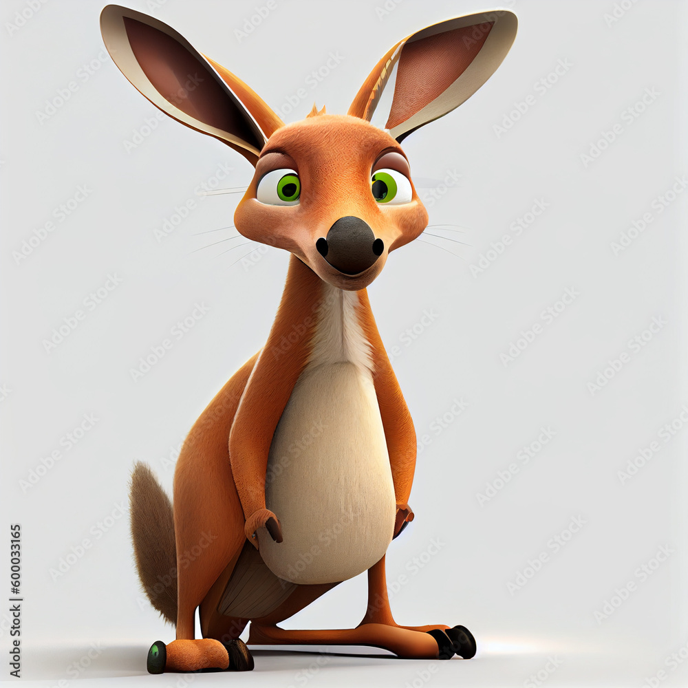 Red cartoon kangaroo on white background. Generative AI Stock ...