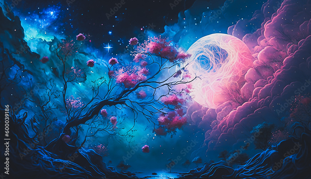 Pink Abstract Moon Art using Generative AI | 300 dpi Stock Illustration ...