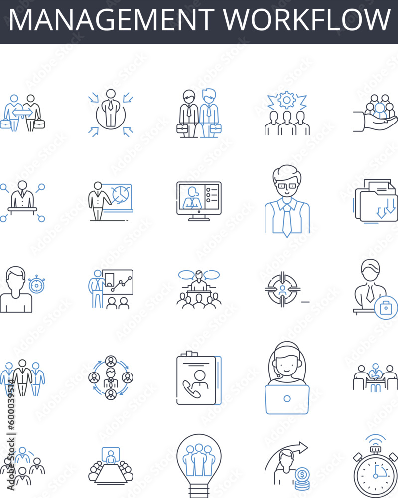Management Workflow Line Icons Collection Project Management Creative Workflow Business