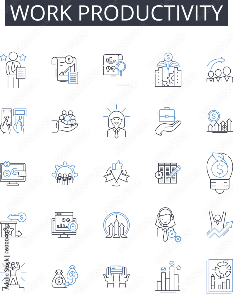 Work productivity line icons collection. Time management, Job ...