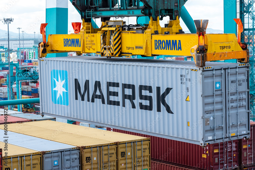 Tanjung Pelepas, Johor, Malaysia - Maersk owned container loaded by the ...