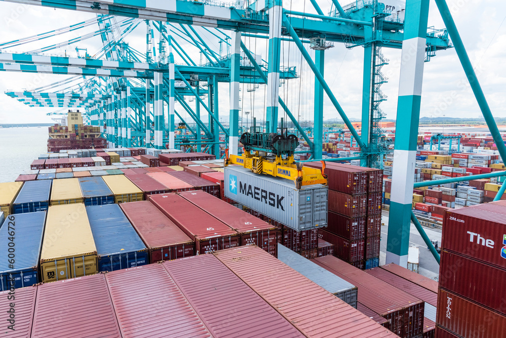 Tanjung Pelepas, Johor, Malaysia - Maersk owned container loaded by the ...