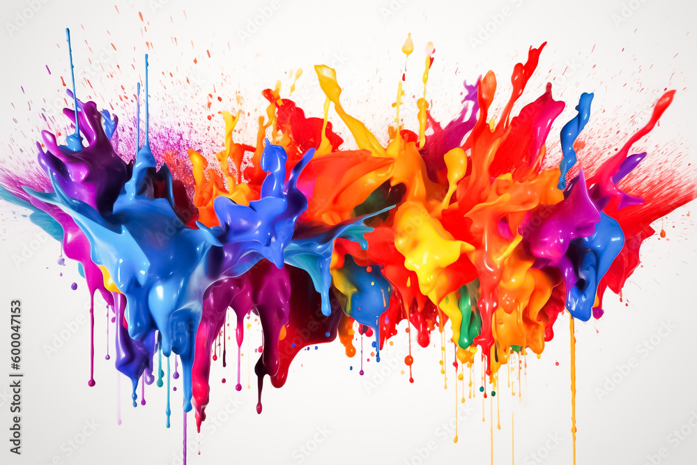 A vibrant explosion of liquid water color that jumps off the screen, a ...