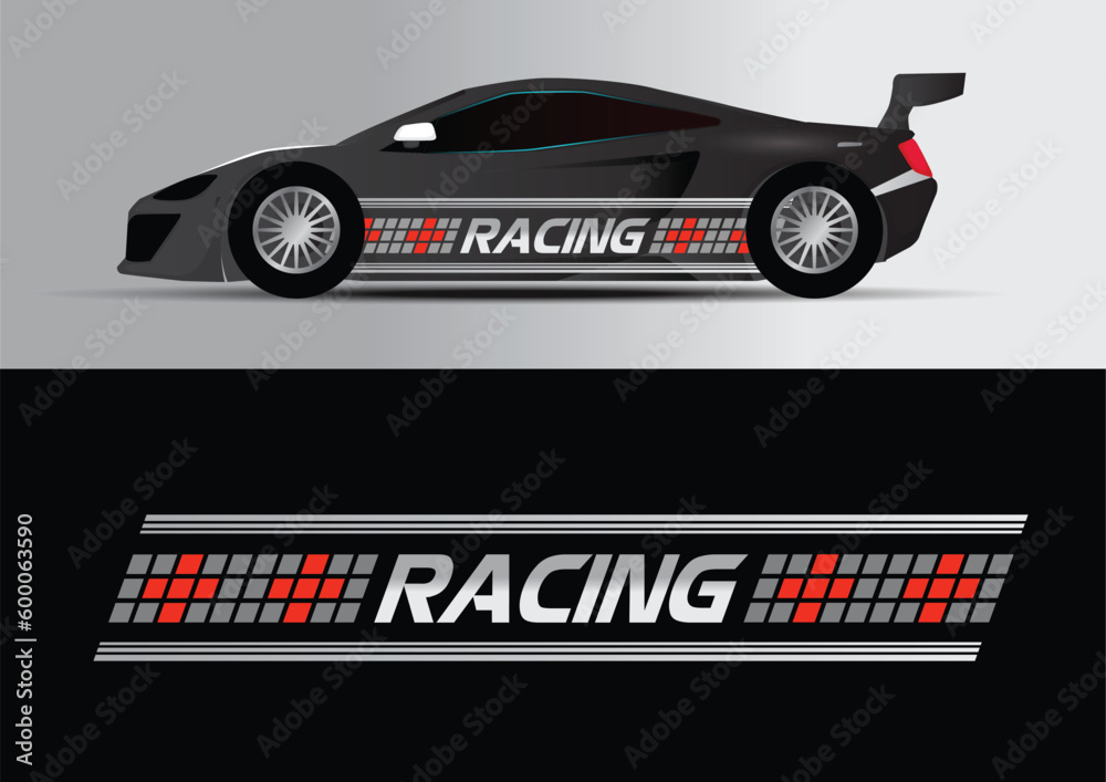 Sport car decal stripes. Car tuning stickers, speed racing stripes. Red ...