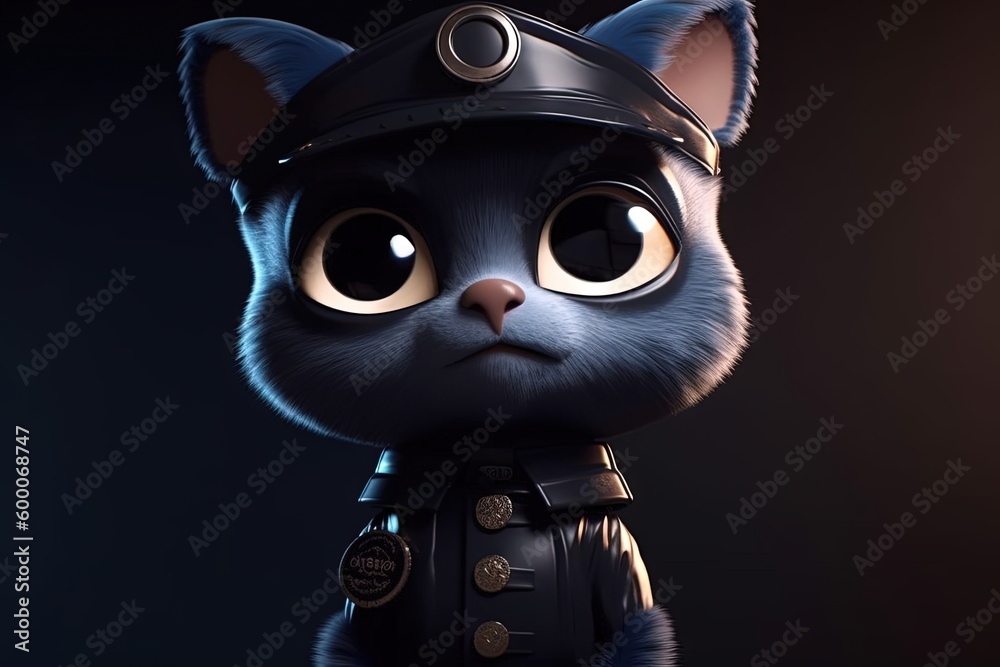 cat warden of the galaxy cartoon illustration generative ai Stock ...