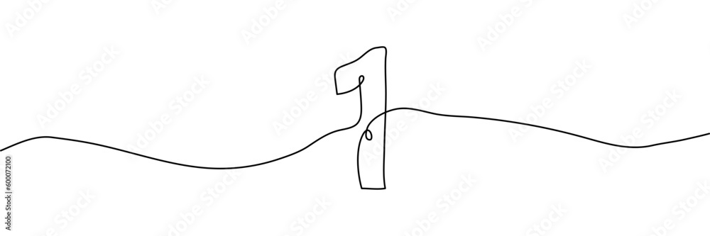 Vetor de Number in continuous line drawing style. Line art of number ...