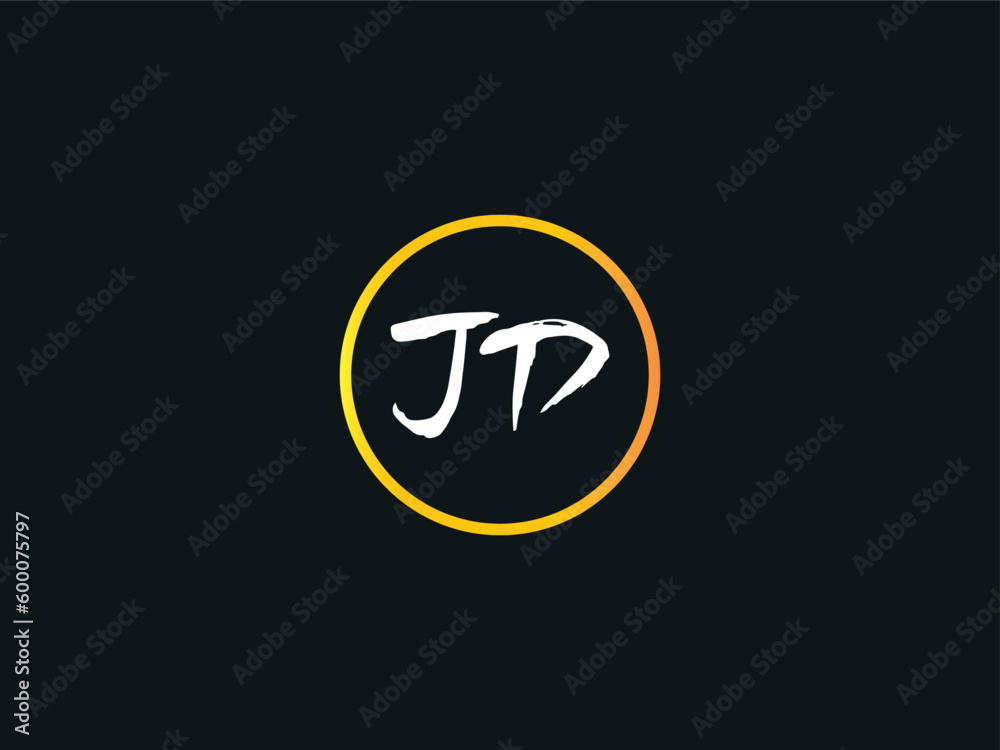 Abstract Brush JD Painting Logo, Modern Circle Jd dj Logo Icon Brush ...