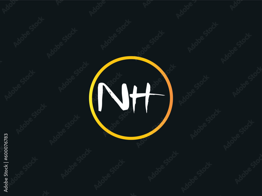 Lettering NH Brush Logo, Monogram Nh hn Business Logo Letter For ...