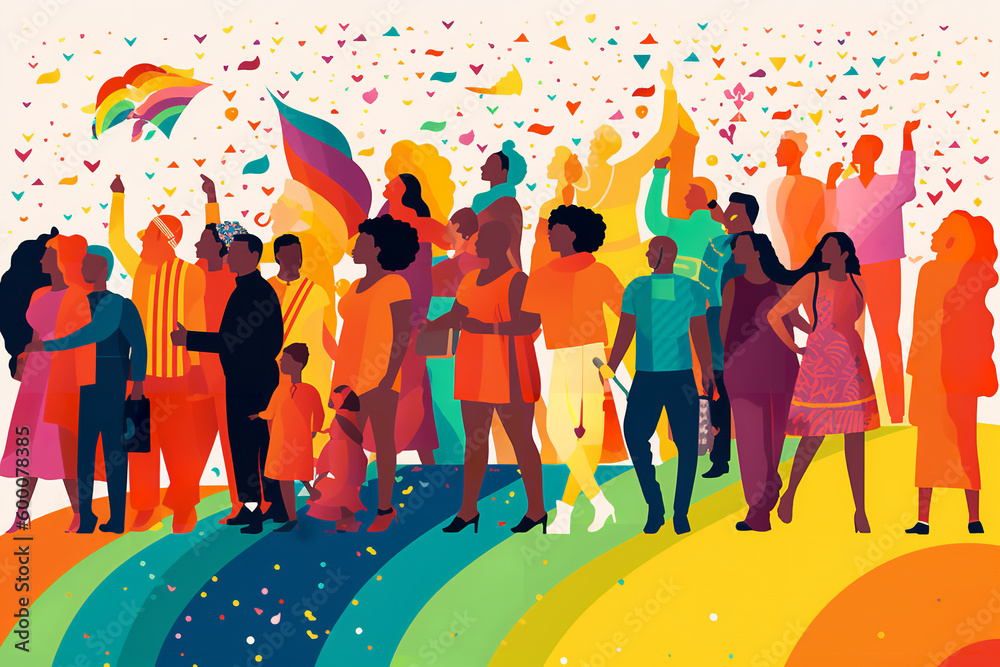 Pop art illustration, banner, texture or background depicting the pride ...
