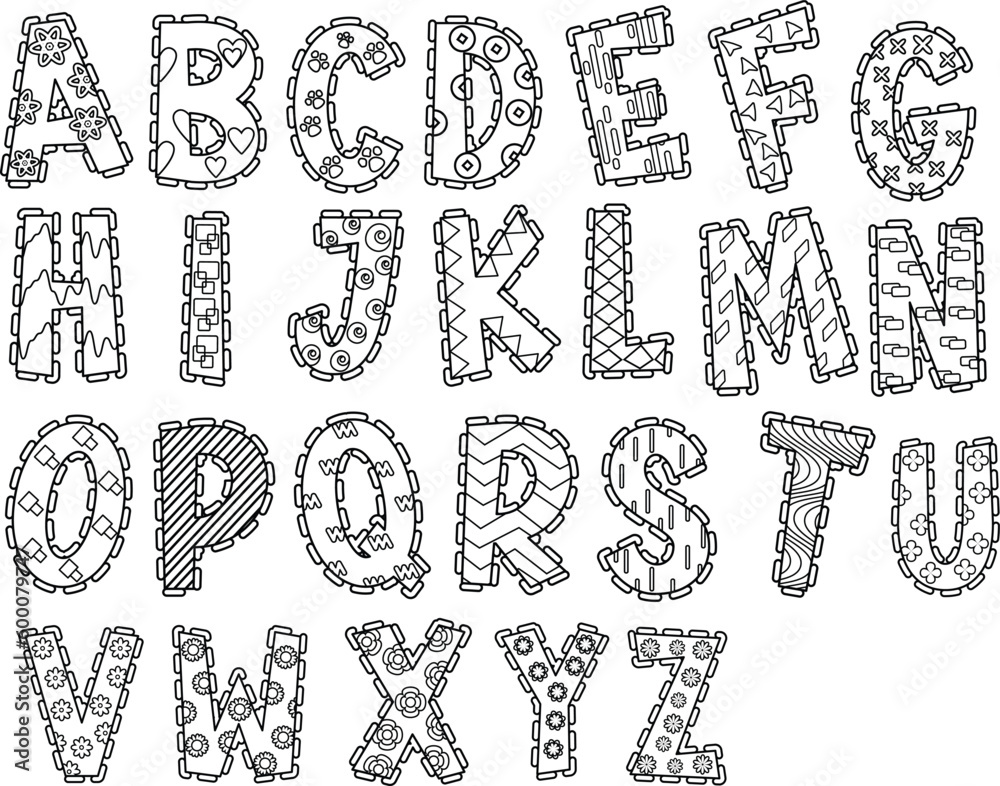 Vetor De Different Design Outline Capital Letters A To Z Alphabet