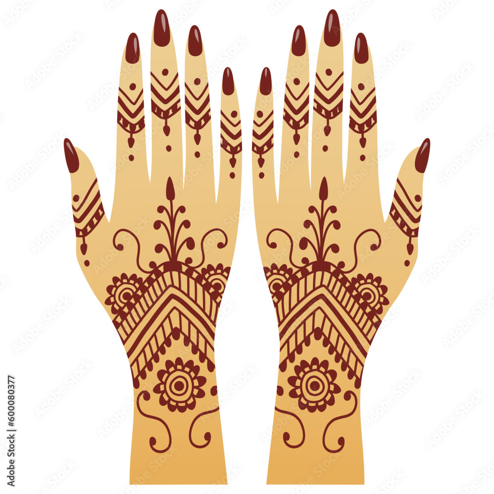 Hands Henna Mehendi Patterns Illustration Traditional Arts Vector Stock ...