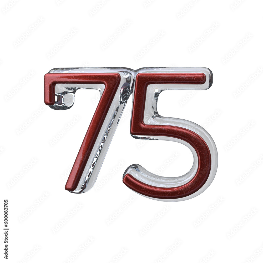Number 75 3D rendering transparent background Stock Illustration ...