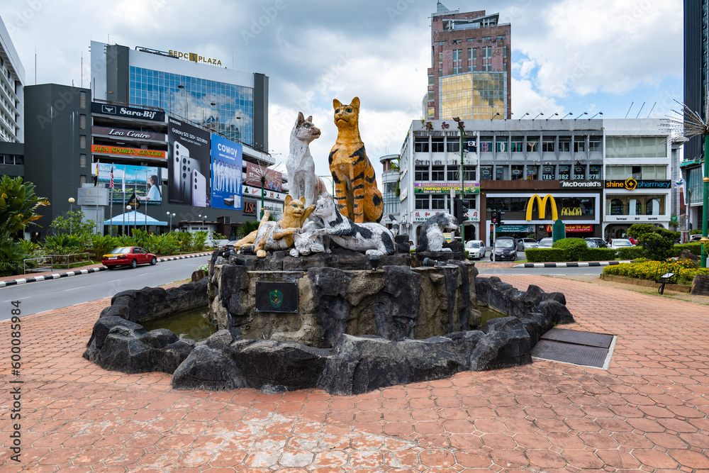 Kuching, Malaysia - May 2023: Kuching cat statue in the city center of ...