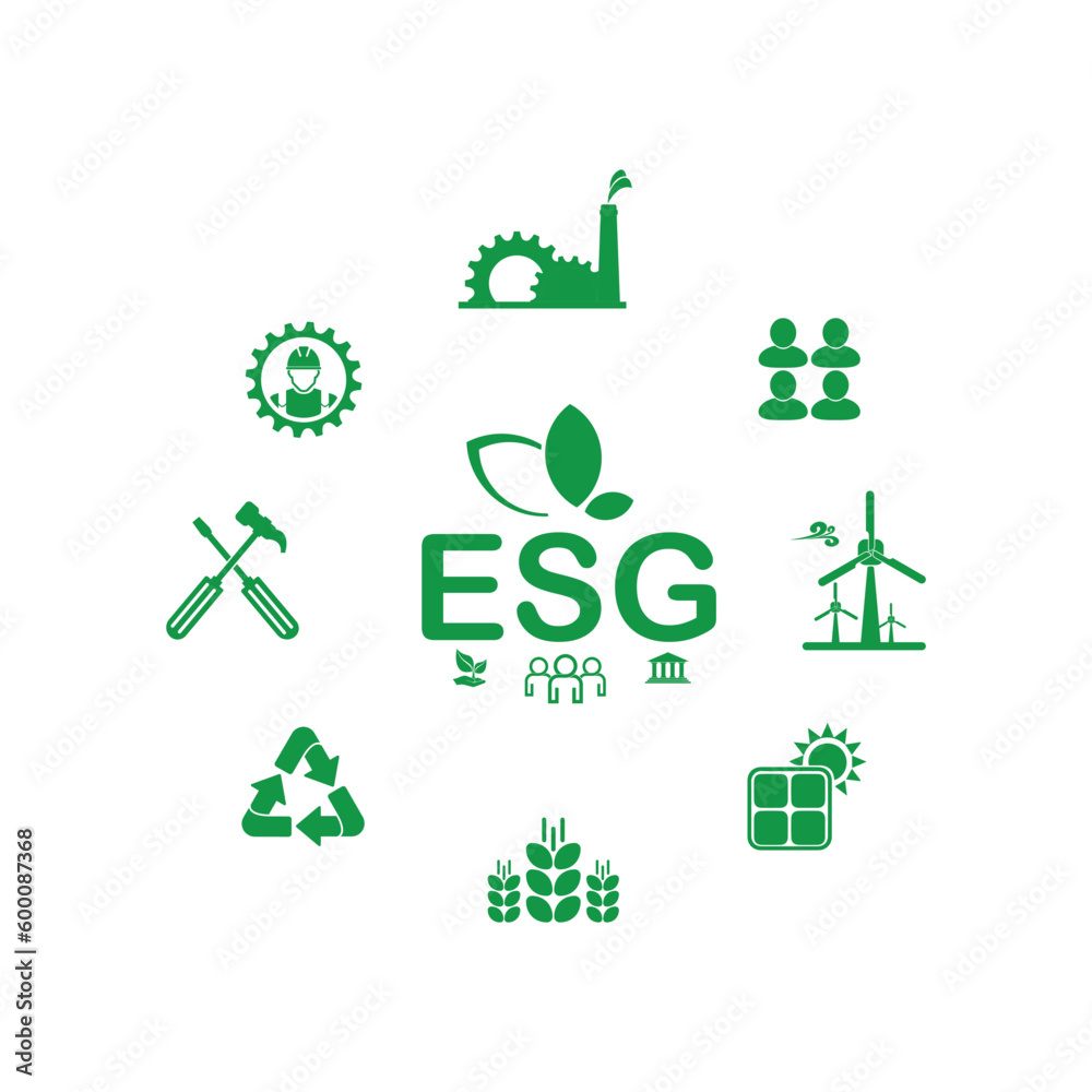 esg icons on white background Stock Vector | Adobe Stock